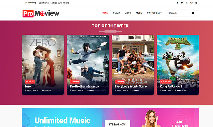 Moview Movie Blogger Free Template 2021 | Blogger template